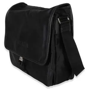 Prada Nylon Saffiano Logo Buckle Messenger Bag