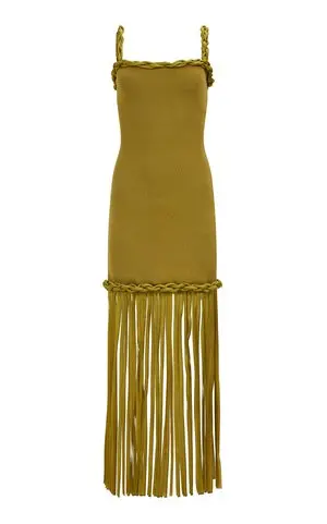 Aje Ribiona Knitted Midi Dress - Olive