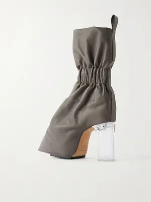 Rick Owens Taquito Gathered Leather Ankle Boots