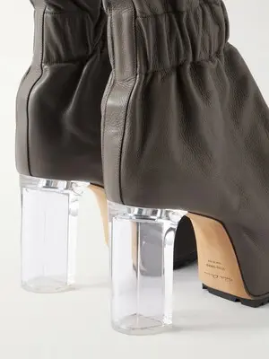 Rick Owens Taquito Gathered Leather Ankle Boots