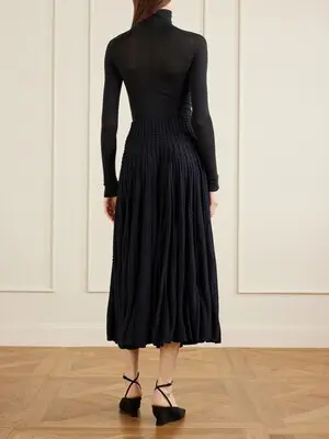 Alaïa Textured Knitted A-line Midi Skirt