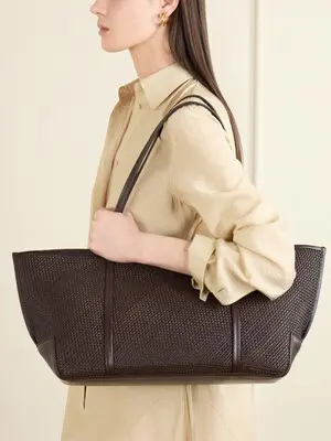 ST. AGNI Bateau Woven Leather Tote Bag - Brown