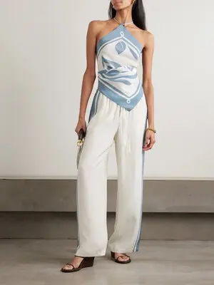 SIR. Lilou Printed Silk Halterneck Top