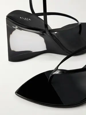 Alaïa Tong 90 Patent-leather Wedge Sandals