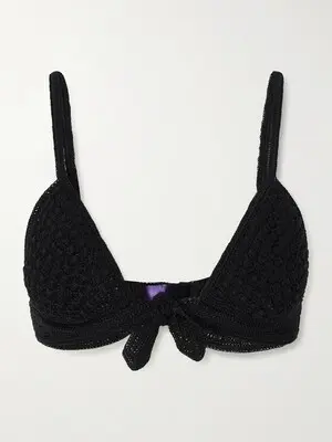 Ralph Lauren Crocheted Silk Triangle Bra - Black