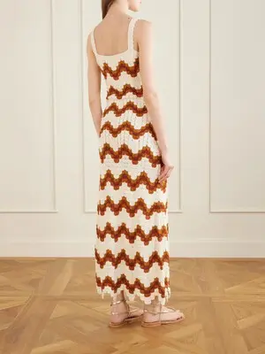 Escvdo Marea Striped Crocheted Cotton Maxi Dress