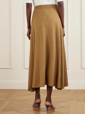 TWP Merino Wool And Silk-blend Handkerchief Hem Midi Skirt