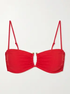 NILI LOTAN Embellished Bikini Top - Red