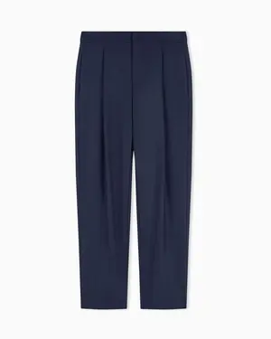 Giorgio Armani Wool And Cashmere Chevron Trousers - Blue