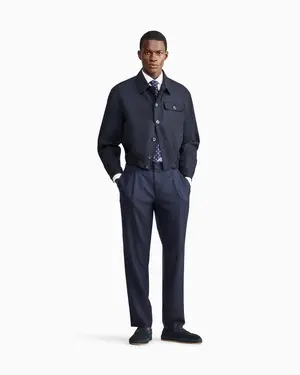 Giorgio Armani Wool And Cashmere Chevron Trousers - Blue