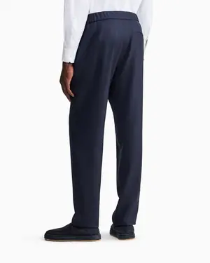 Giorgio Armani Wool And Cashmere Chevron Trousers - Blue