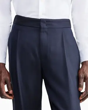 Giorgio Armani Wool And Cashmere Chevron Trousers - Blue