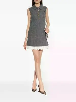SELF-PORTRAIT Lace-trim Herringbone Mini Dress