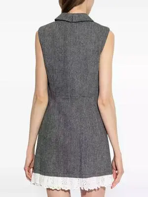 SELF-PORTRAIT Lace-trim Herringbone Mini Dress