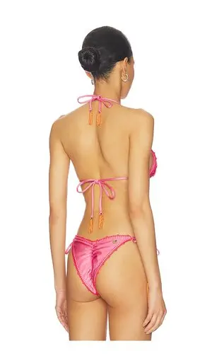 CAPITTANA Crochet Flower Triangle Bikini - Fuchsia