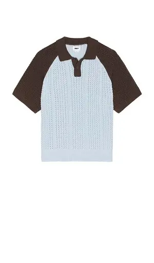 Obey Abel Knitted Polo In Blue,brown