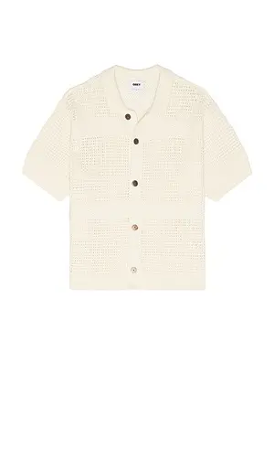 Obey Zach Knitted Shirt In Cream - Unbleached