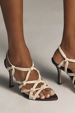 Anthropologie Caged Pointed-toe Heeled Sandals - Cream