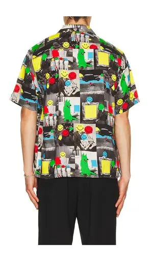 MARKET Smiley Collage Woven Shirt In Black - Multi