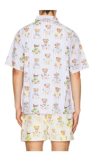 MARKET Teddy Striped Woven Shirt In Blue - Multi