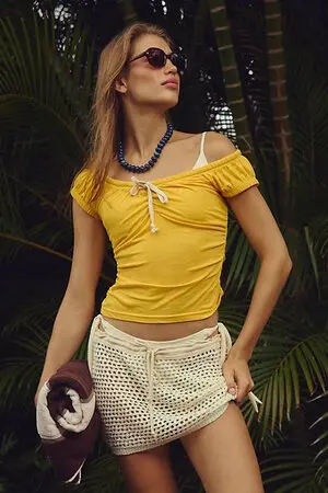 Free People Glimmer Fauxchet Mini Skirt