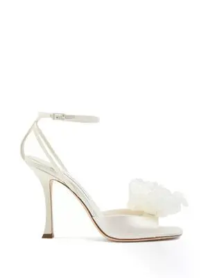 JIMMY CHOO Mimmi Flower-appliqué Sandals - Neutrals
