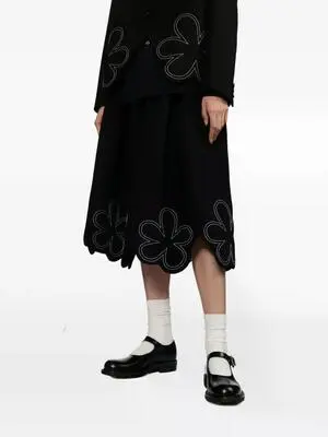 Comme Des Garçons Flower-embellished Skirt