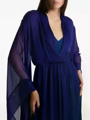 Alberta Ferretti Flowing Sleeves Silk Maxi Dress - Blue