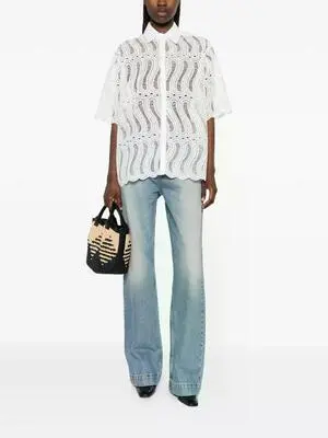 Raquel Diniz Lace Shirt With Scalloped Edge - White