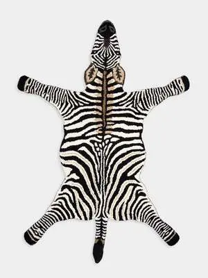 DOING GOODS Large Stripey Zebra Rug - White