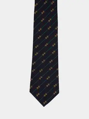 Gucci Horsebit Silk Jacquard Neck Tie - Blue