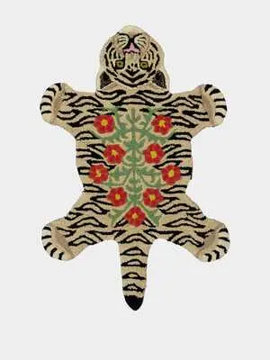 DOING GOODS Floral White Tiger Small Rug