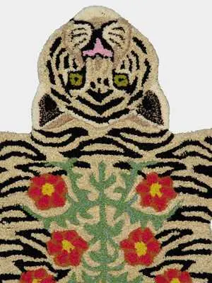 DOING GOODS Floral White Tiger Small Rug