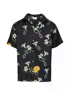 Drole De Monsieur Shell Floral Silk Shirt