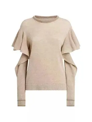 Moschino Ruffled-sleeve Knitted Jumper - Neutrals
