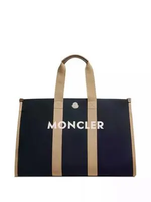 Moncler Canvas Tote Bag With Logo - Blue