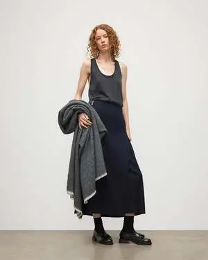 Johnstons Of Elgin Mountain Twill Black & White Cashmere Throw