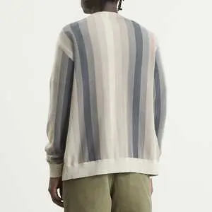 BEAMS Multi Stripe Cardigan - Grey