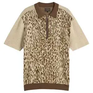 BEAMS Animal Jacquard Knit Polo - Giraffe