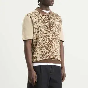 BEAMS Animal Jacquard Knit Polo - Giraffe