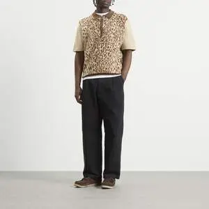BEAMS Animal Jacquard Knit Polo - Giraffe