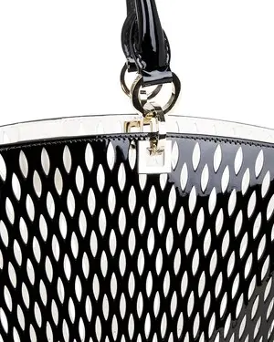TOM FORD Cut Out Patent Leather Medium Panier Bag - Black
