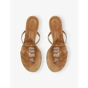 Christopher Esber Sundial Seashell Suede Heeled Sandals