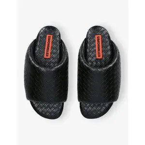 SIMONMILLER Woven Leather Sliders - Black