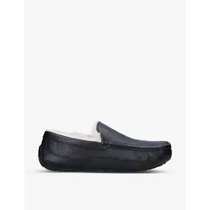 UGG Ascot Shearling-lined Leather Slippers - Black