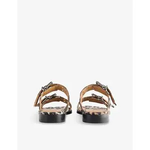 GANNI Leopard Print Denim Sandals