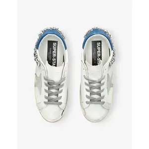 GOLDEN GOOSE Super Star Crystal-embellished Leather Low-top Trainers