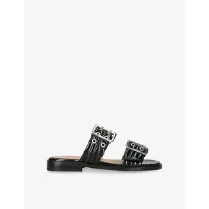 GANNI Buckled Two-strap Vegan Leather Sandals