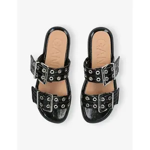 GANNI Buckled Two-strap Vegan Leather Sandals