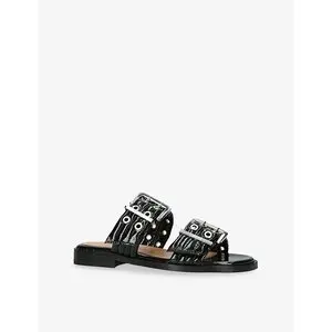 GANNI Buckled Two-strap Vegan Leather Sandals